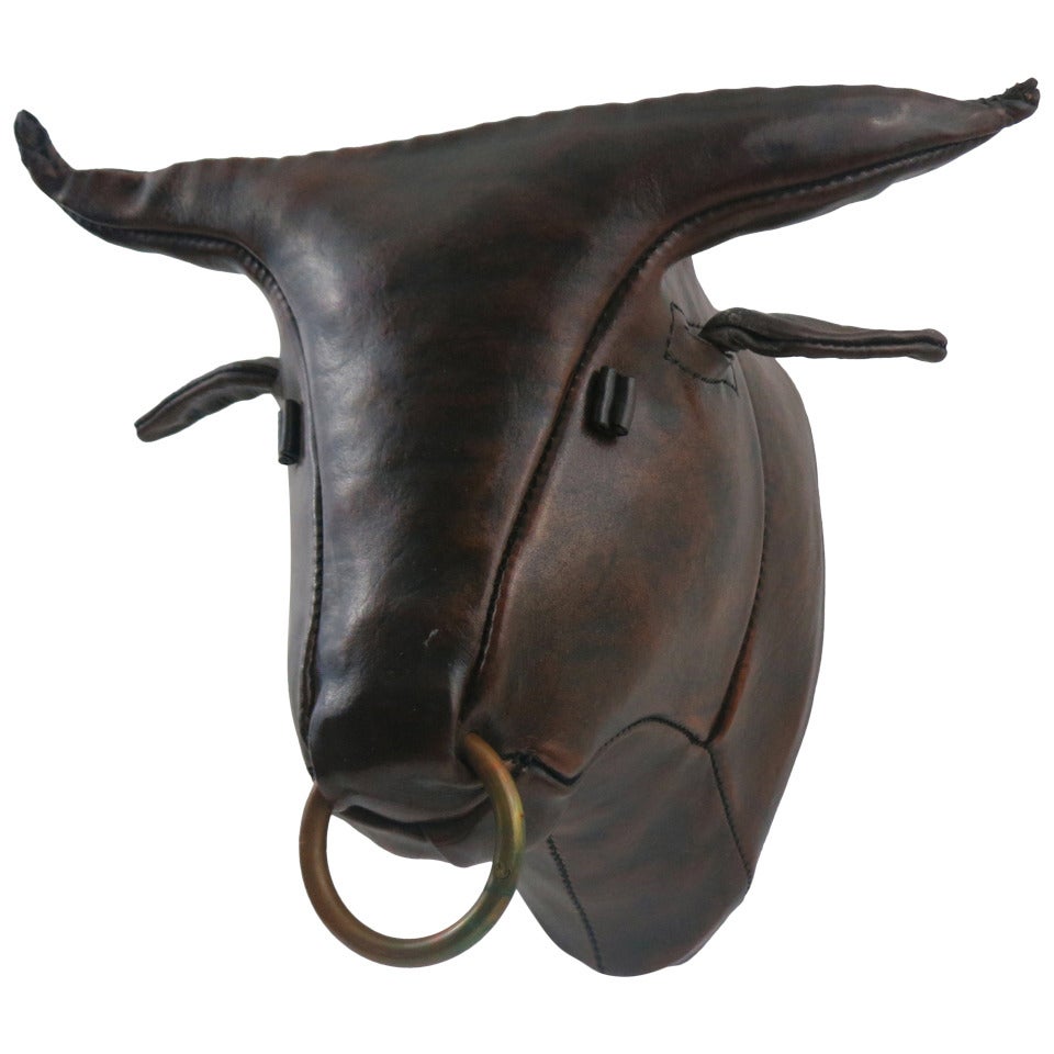 Faux Taxidermy Leather Bull Mount by Omersa at 1stDibs