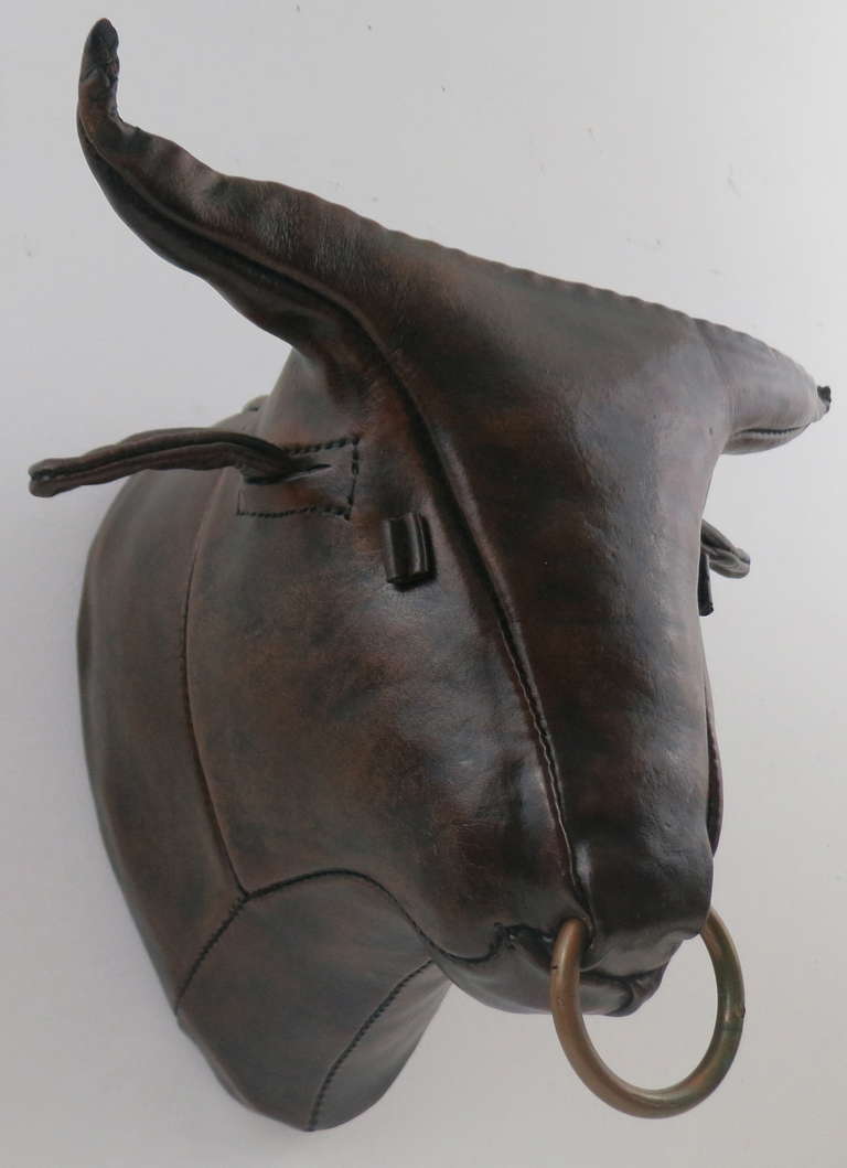 Faux Taxidermy Leather Bull Mount by Omersa at 1stDibs