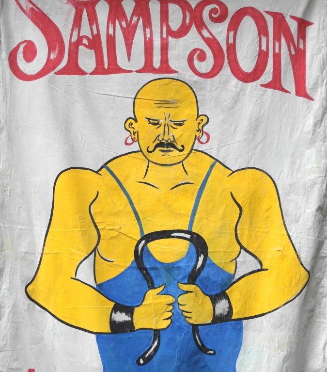 Strong Man, Circus Side-Show Banner at 1stDibs