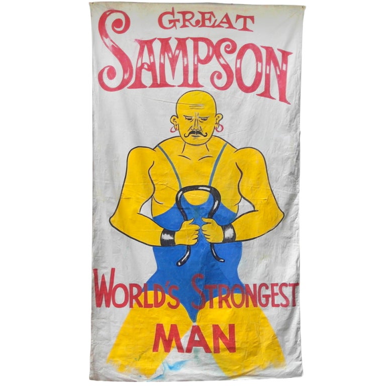 Strong Man, Circus Side-Show Banner at 1stDibs