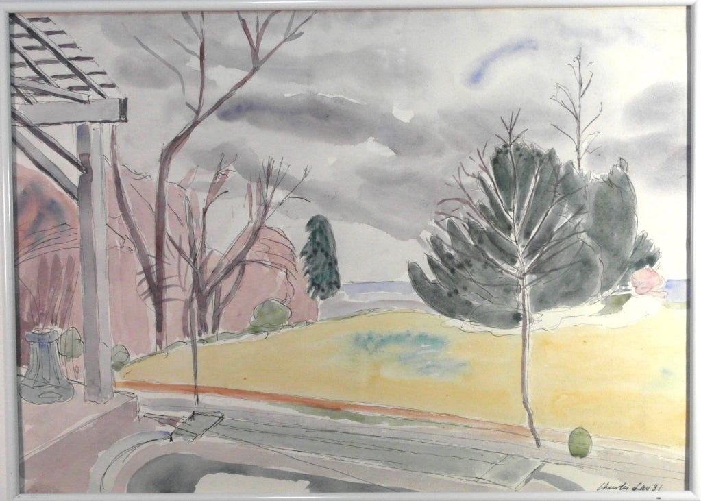 Charles Downing Lay Watercolor Landscape For Sale at 1stDibs