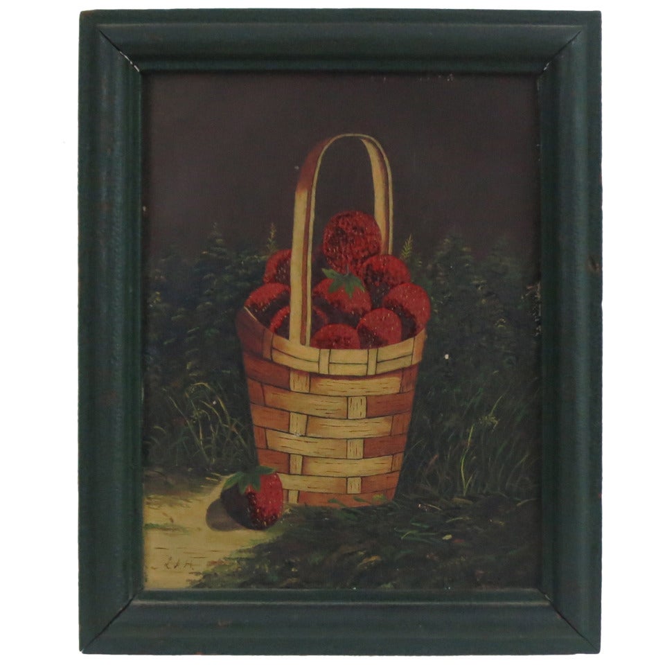 Folky Strawberry Painting For Sale at 1stDibs