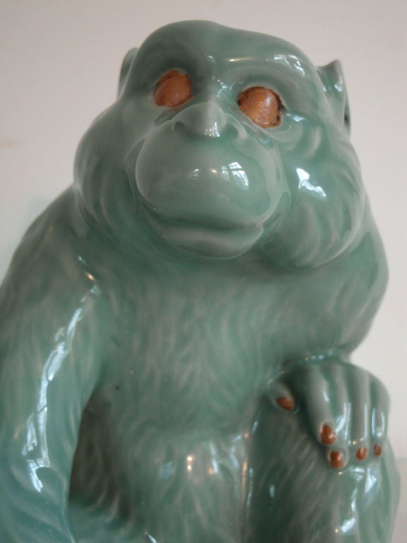 Japanese Pottery Monkey Statue at 1stDibs