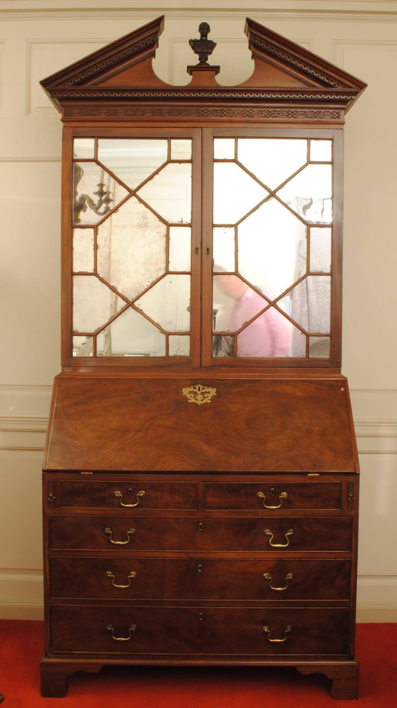 Mirrored Door Bureau Bookcase at 1stDibs