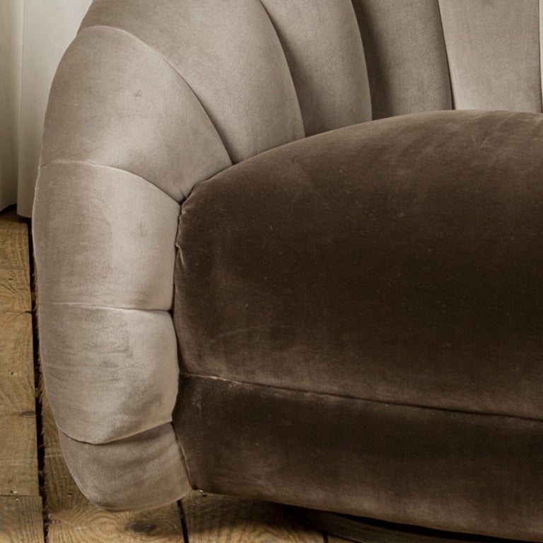 Absolutely Stunning Directional Two Tone Velvet Slipper Chairs at 1stDibs