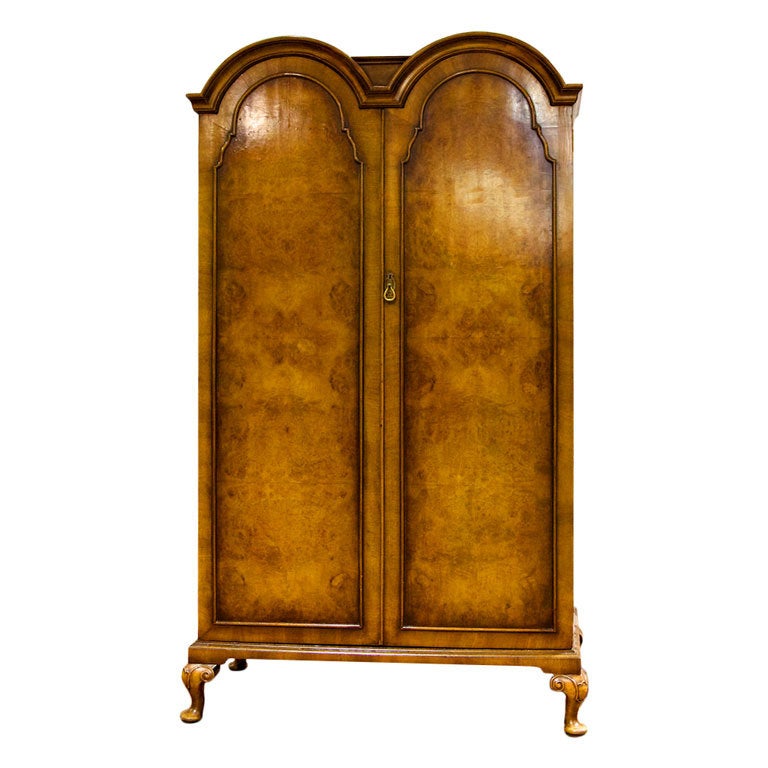 English Queen Anne Style Double Dome Top Wardrobe at 1stDibs