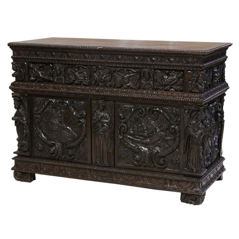 Heavily Carved Renaissance Italian Credenza at 1stDibs
