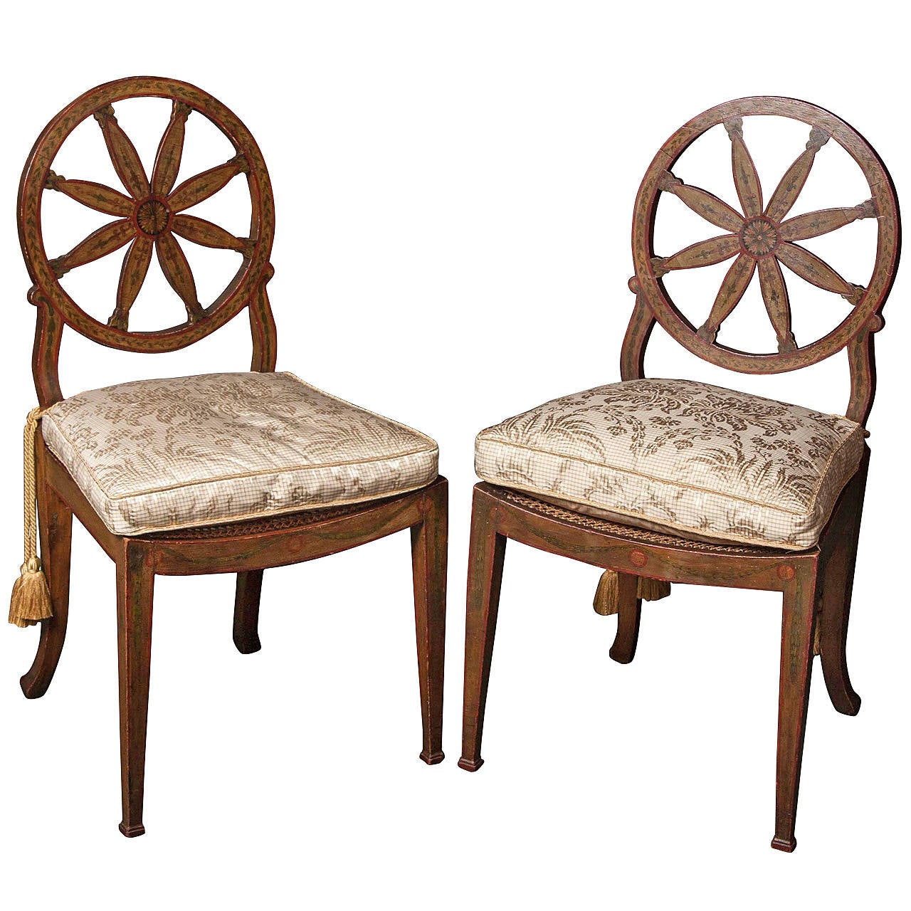 Pair of Wheel-Back Painted Side Chairs at 1stDibs
