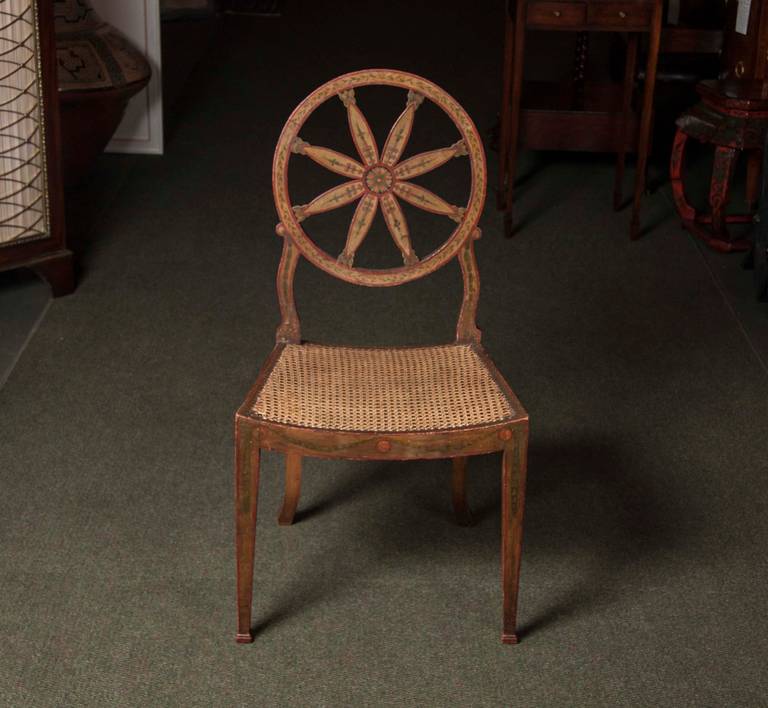 Pair of Wheel-Back Painted Side Chairs at 1stDibs