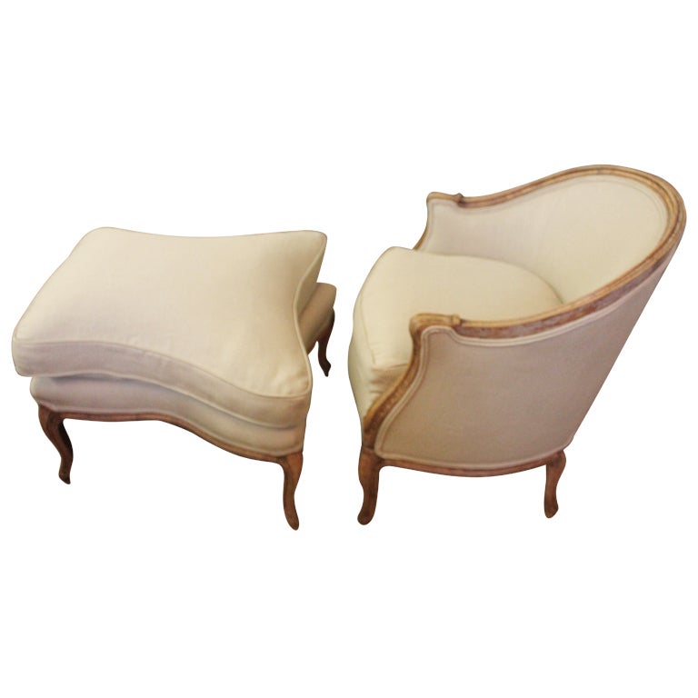 French Directoire Style Chair and Ottoman at 1stDibs