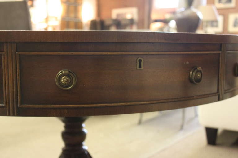 Large Center Hall Library Leather Top Swivel Table at 1stDibs