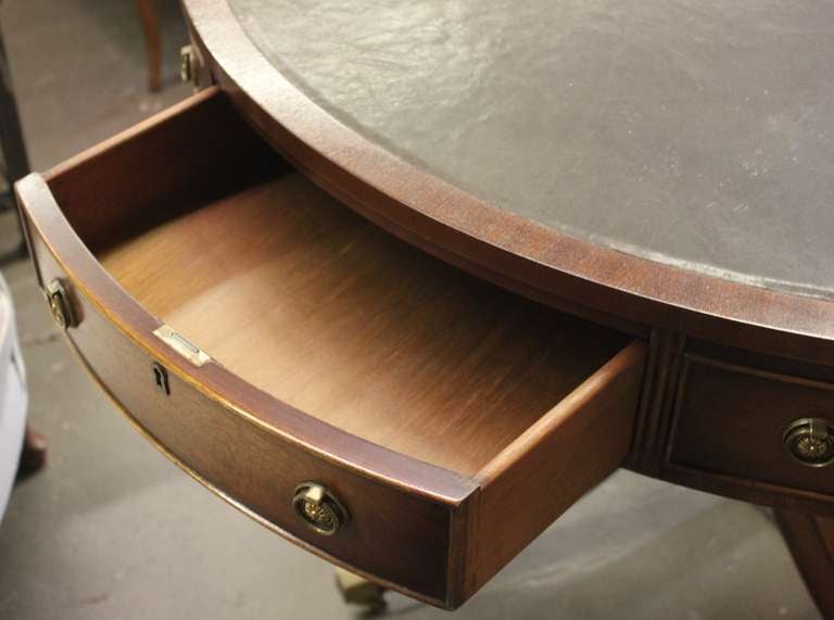 Large Center Hall Library Leather Top Swivel Table at 1stDibs