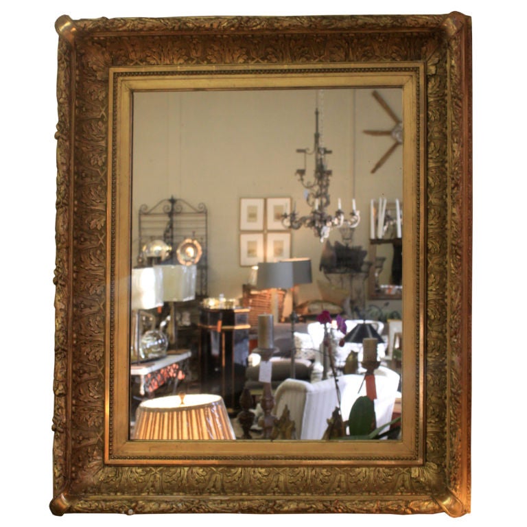 19th C American Water Gilded Frame with New Mirror For Sale at 1stDibs