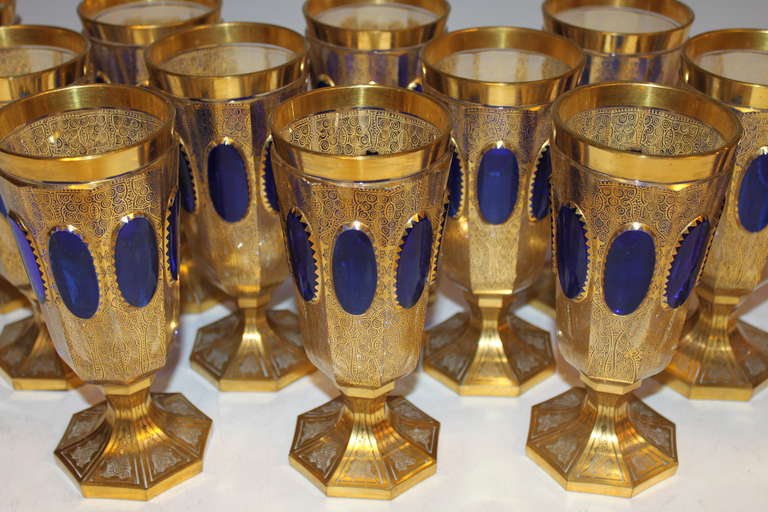 A Rare, Extensive Sapphire and Clear Moser Glass Stemware Drinking ...