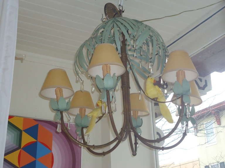 Whimsical Parrot and Palm Tree Motiffe Chandelier at 1stDibs