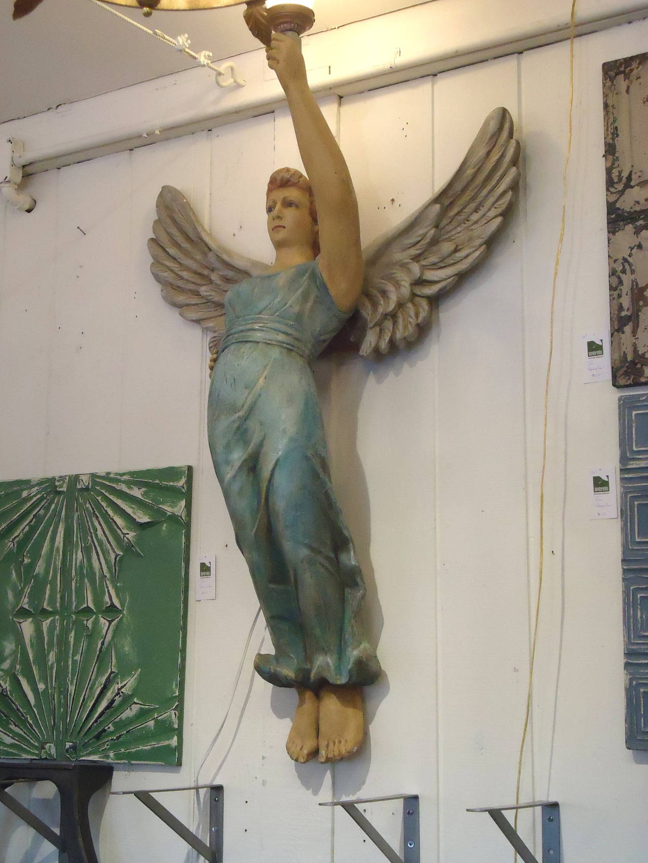 Fabulous Large Angel Sculpture Sconce at 1stDibs