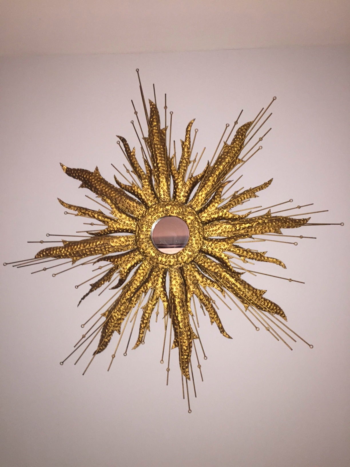 Sensational Large Brutalist Starburst Mirror at 1stDibs