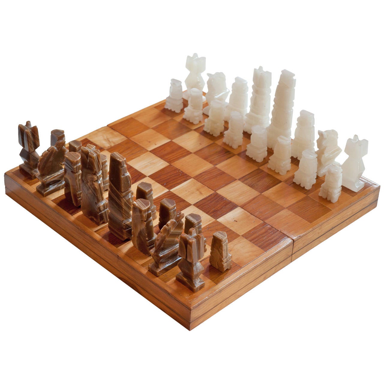 Carved Alabaster Chess Set at 1stDibs