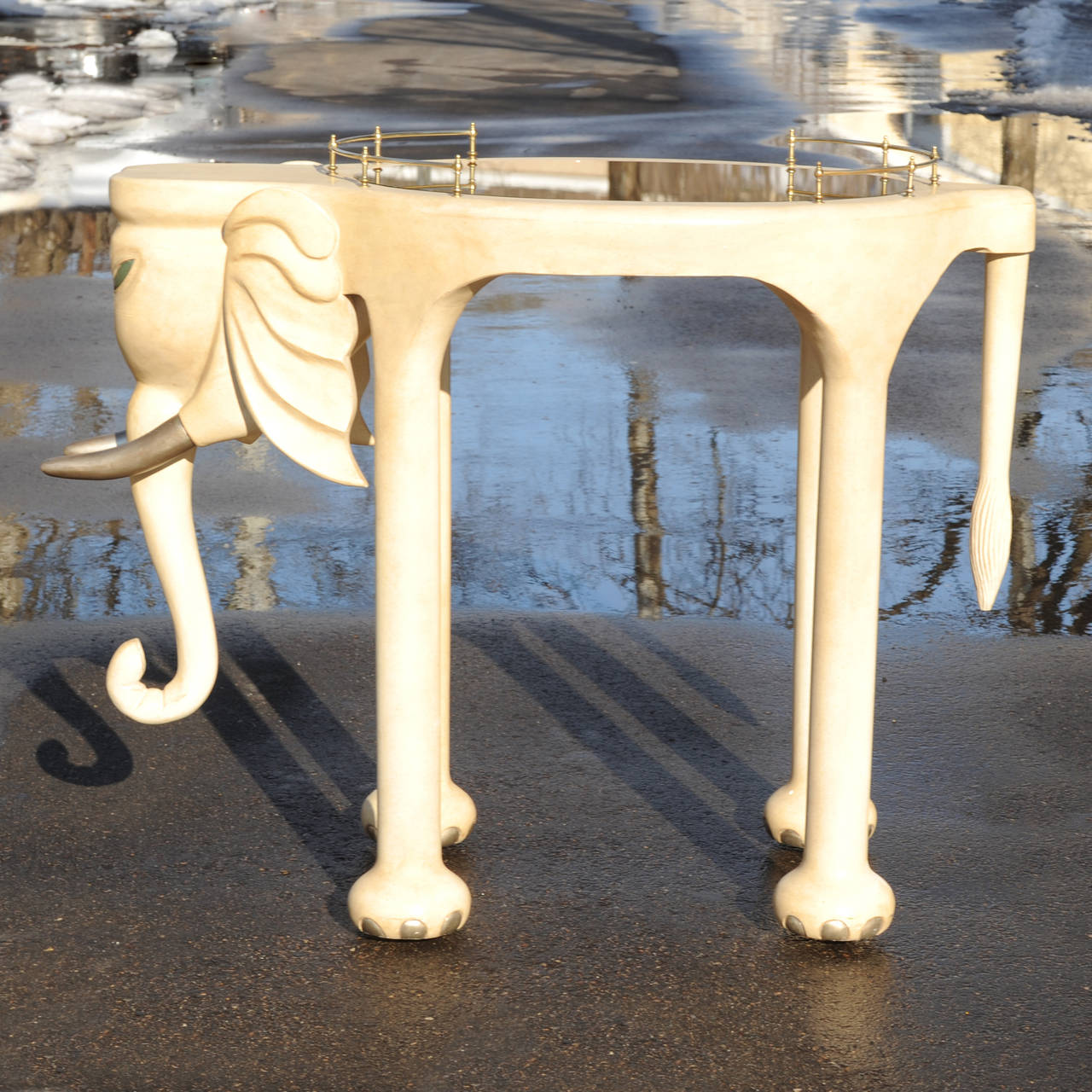 Fantastic Carved and Painted Wood Elephant Bar and Stools at 1stDibs