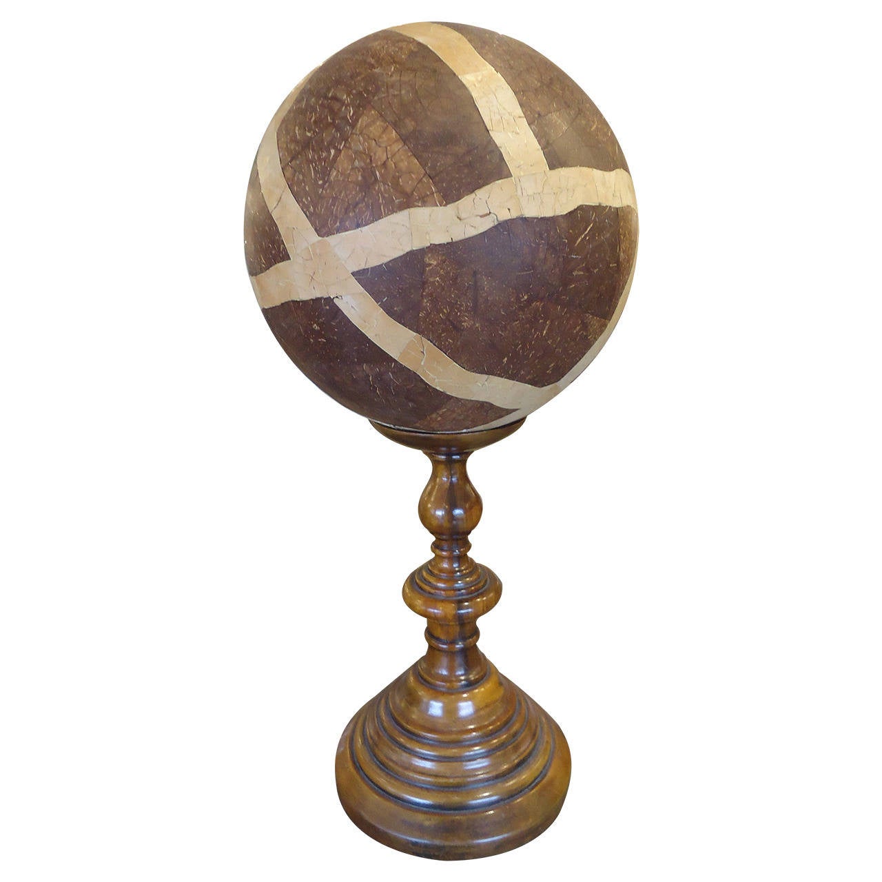 Masculine Wooden Orb/Globe on Custom Stand For Sale at 1stdibs