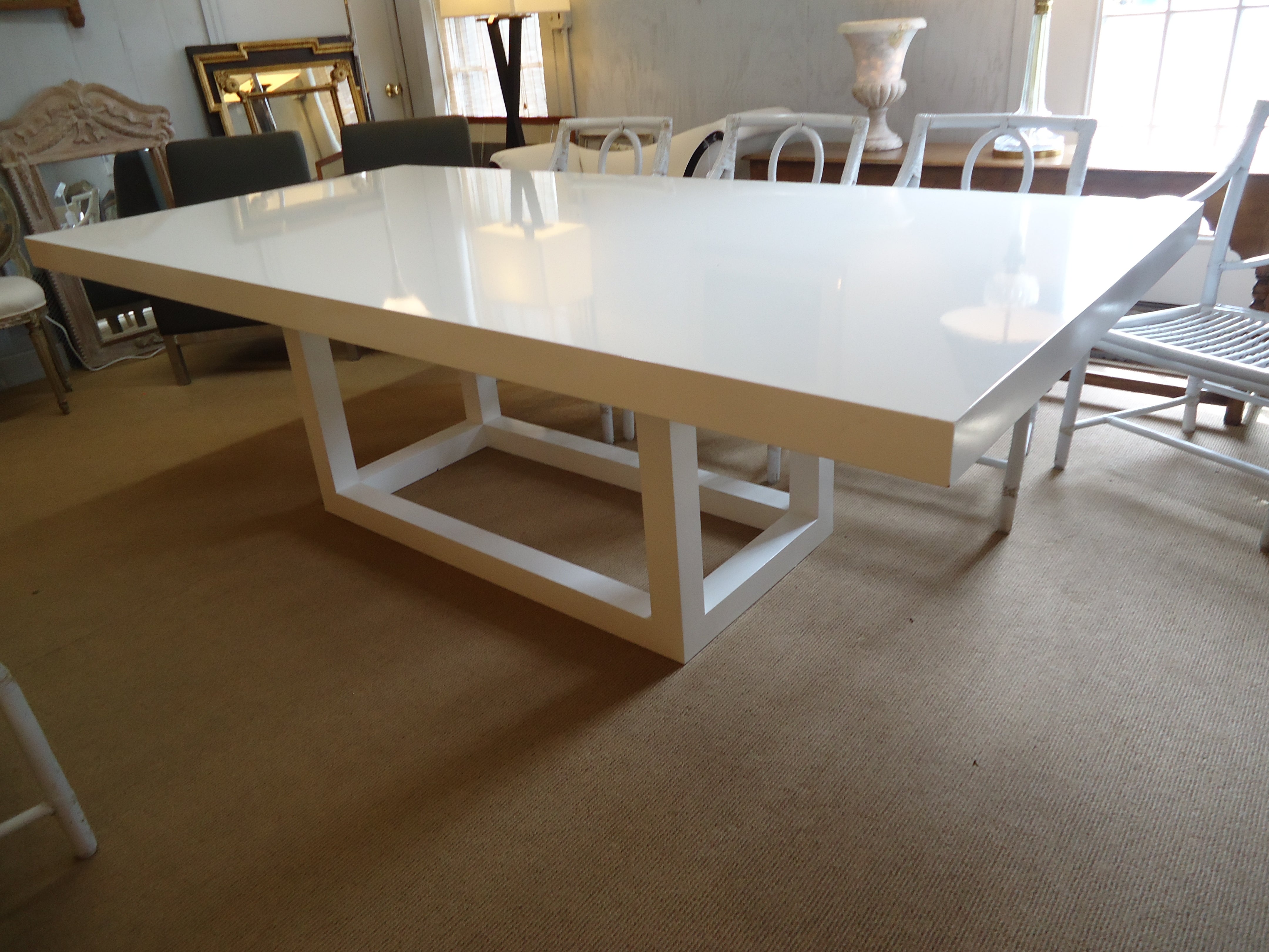 Midcentury Modern White Laquer Dining Table at 1stDibs