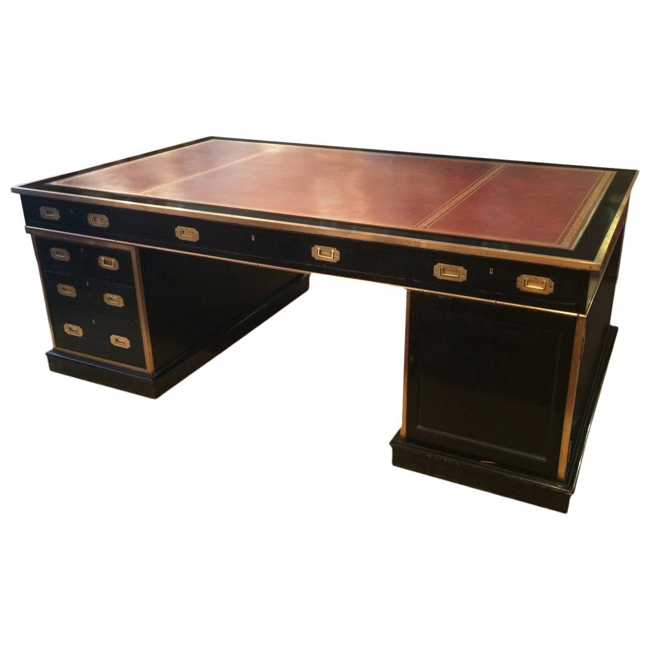 Campaign Style English Partner's Desk at 1stDibs