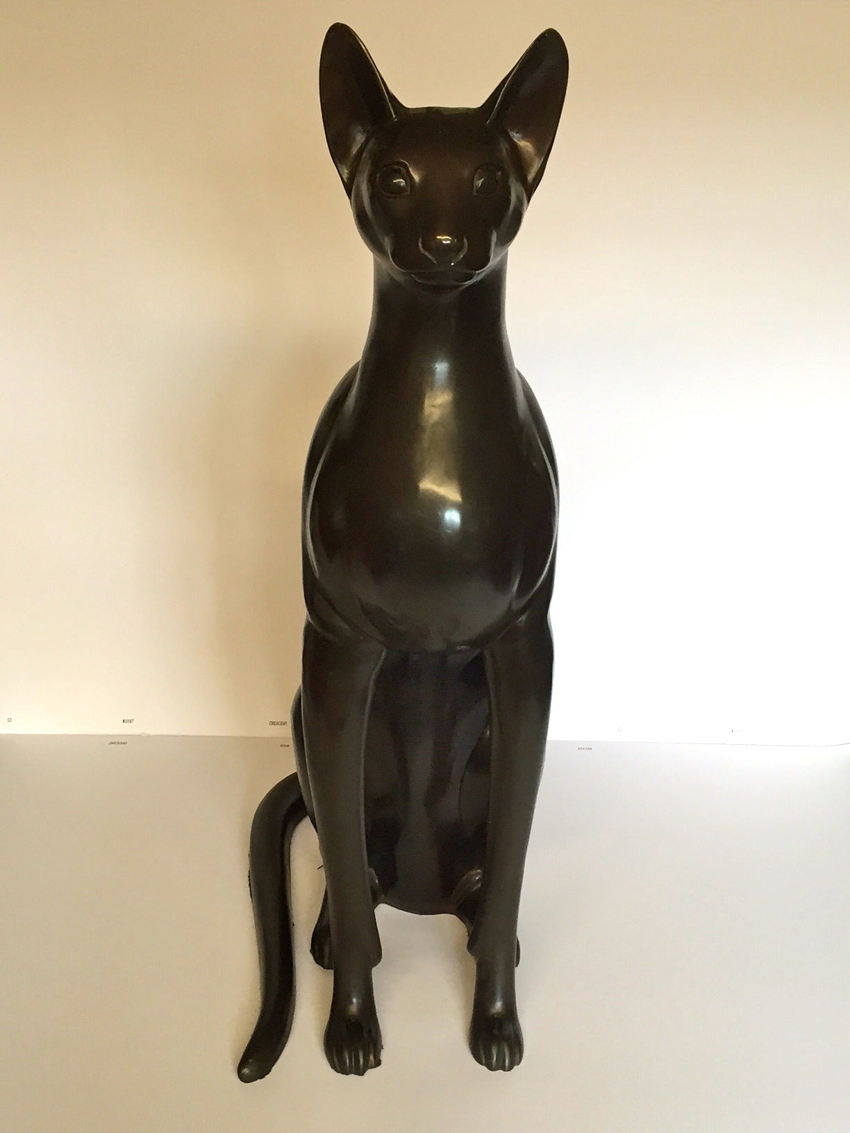 Monumental Stylized Bronze Cat Sculpture at 1stDibs