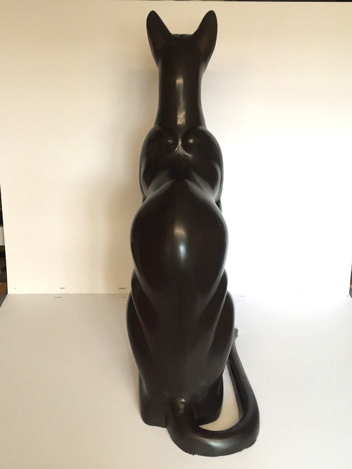 Monumental Stylized Bronze Cat Sculpture at 1stDibs