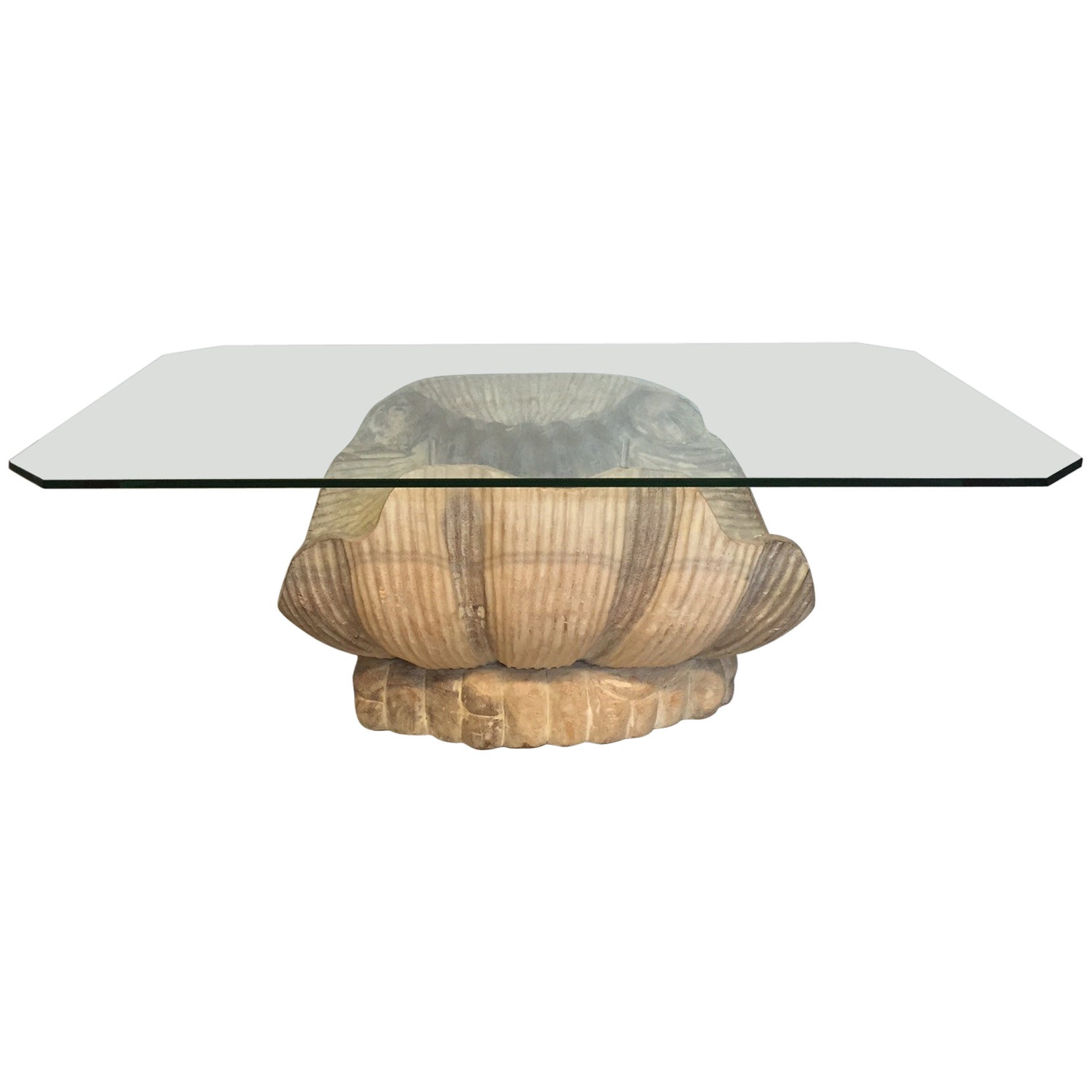 Sensational Carved Wood Clam Shell Coffee Cocktail Table at 1stDibs ...