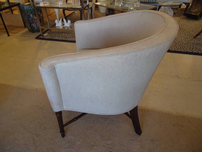Very Refined Pair of Herringbone Tub Shaped Club Chairs at 1stDibs