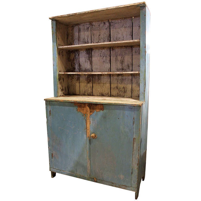 Painted Step Back Cupboard at 1stDibs