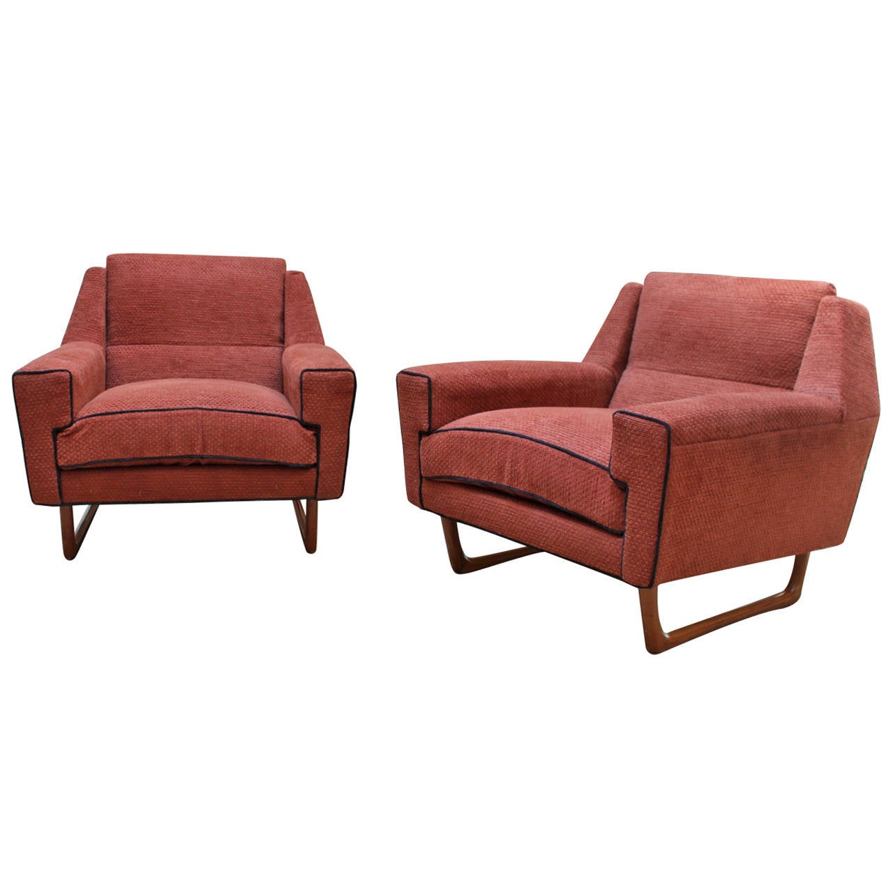 Mid-Century Modern Club Chairs with Teak Legs at 1stDibs