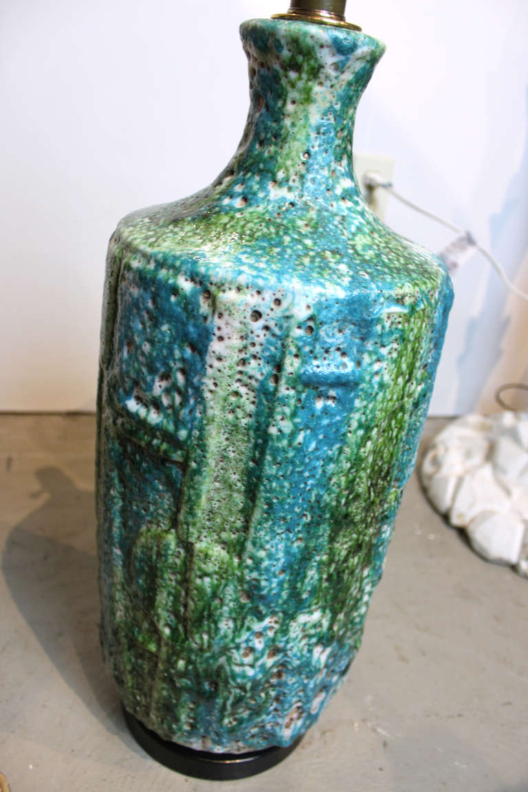 Pair of Rough Texture Ceramic Lamps at 1stDibs