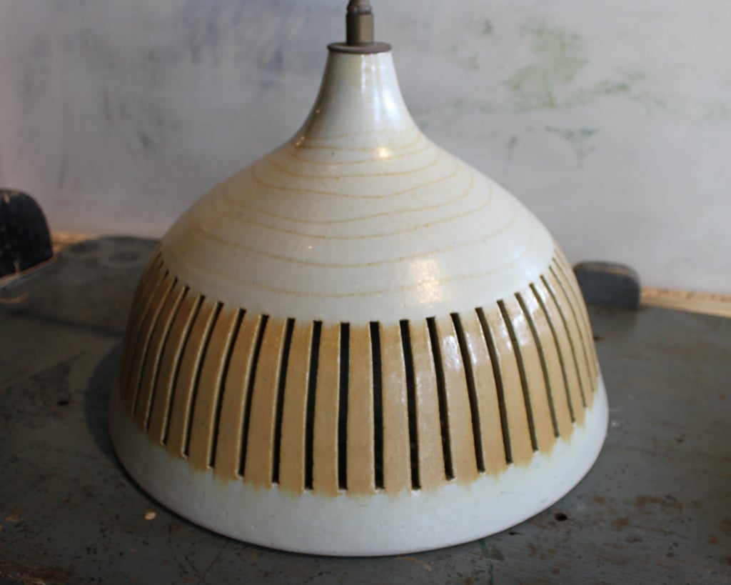 Four Mid-Century Ceramic Pendant Lights For Sale at 1stDibs