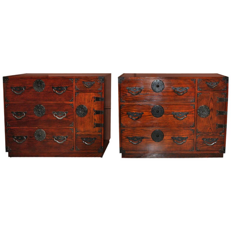 Pair of Baker Modern Tansu Chest Cabinet at 1stDibs