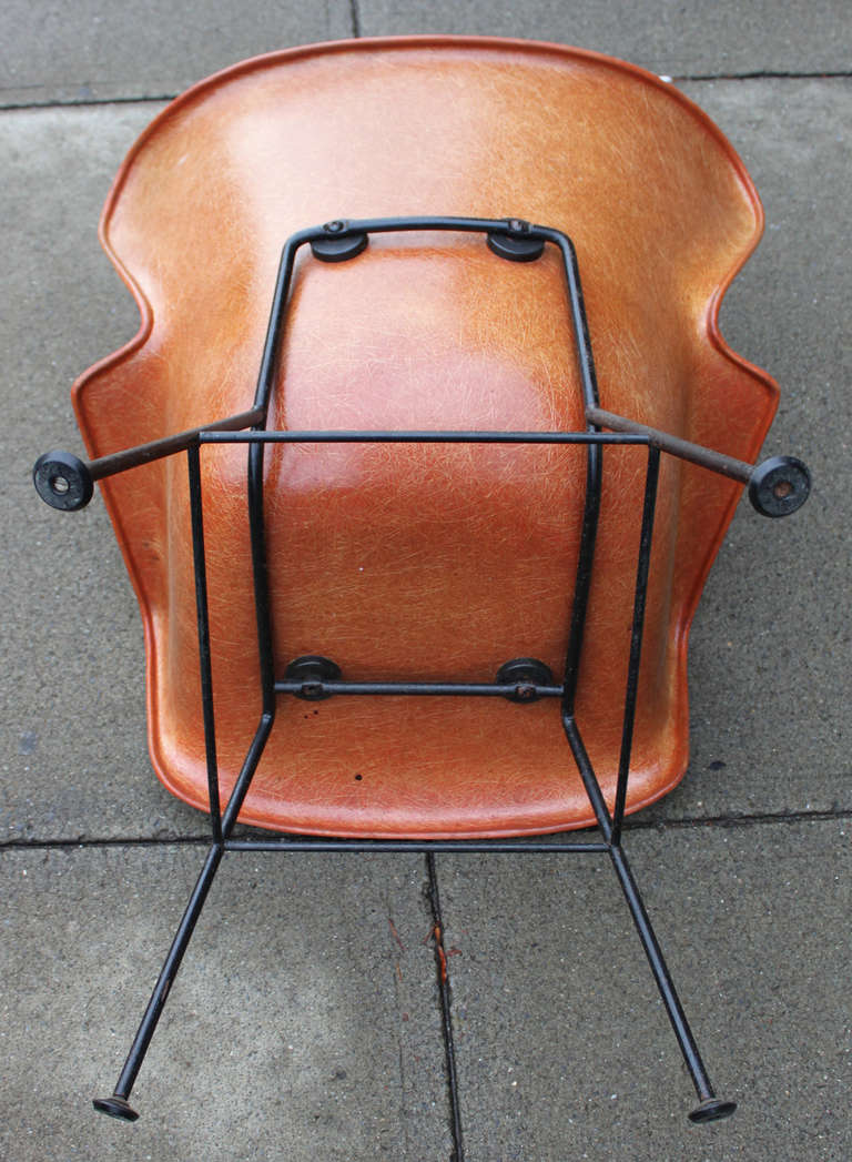 Pair Fiberglass Shell Chairs by Lawrence Peabody for Selig For Sale at ...