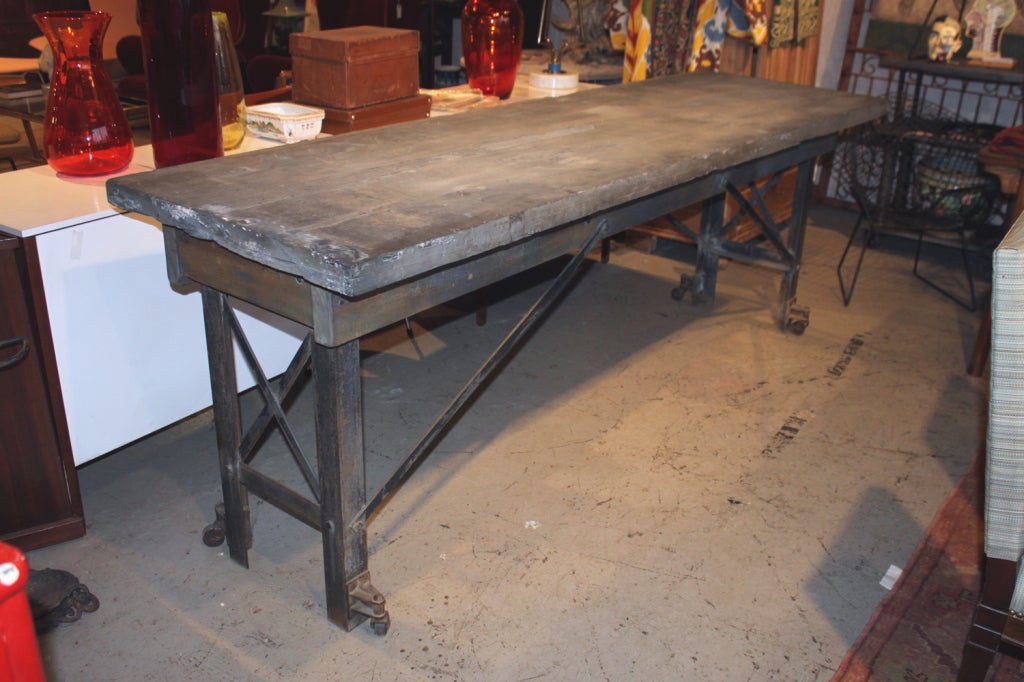 Industrial Stone Top Work Table at 1stdibs