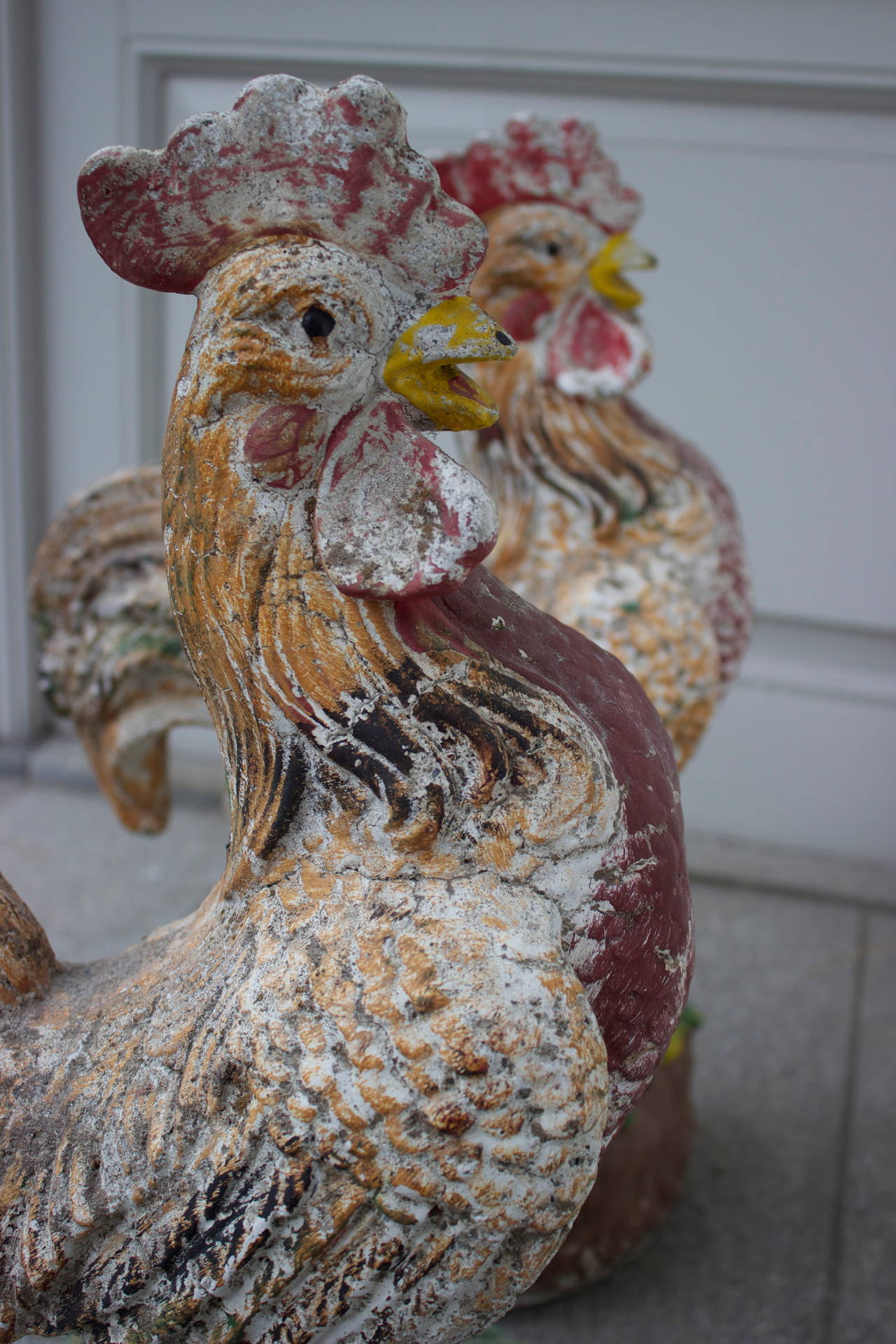 Pair of French Concrete Roosters For Sale at 1stDibs