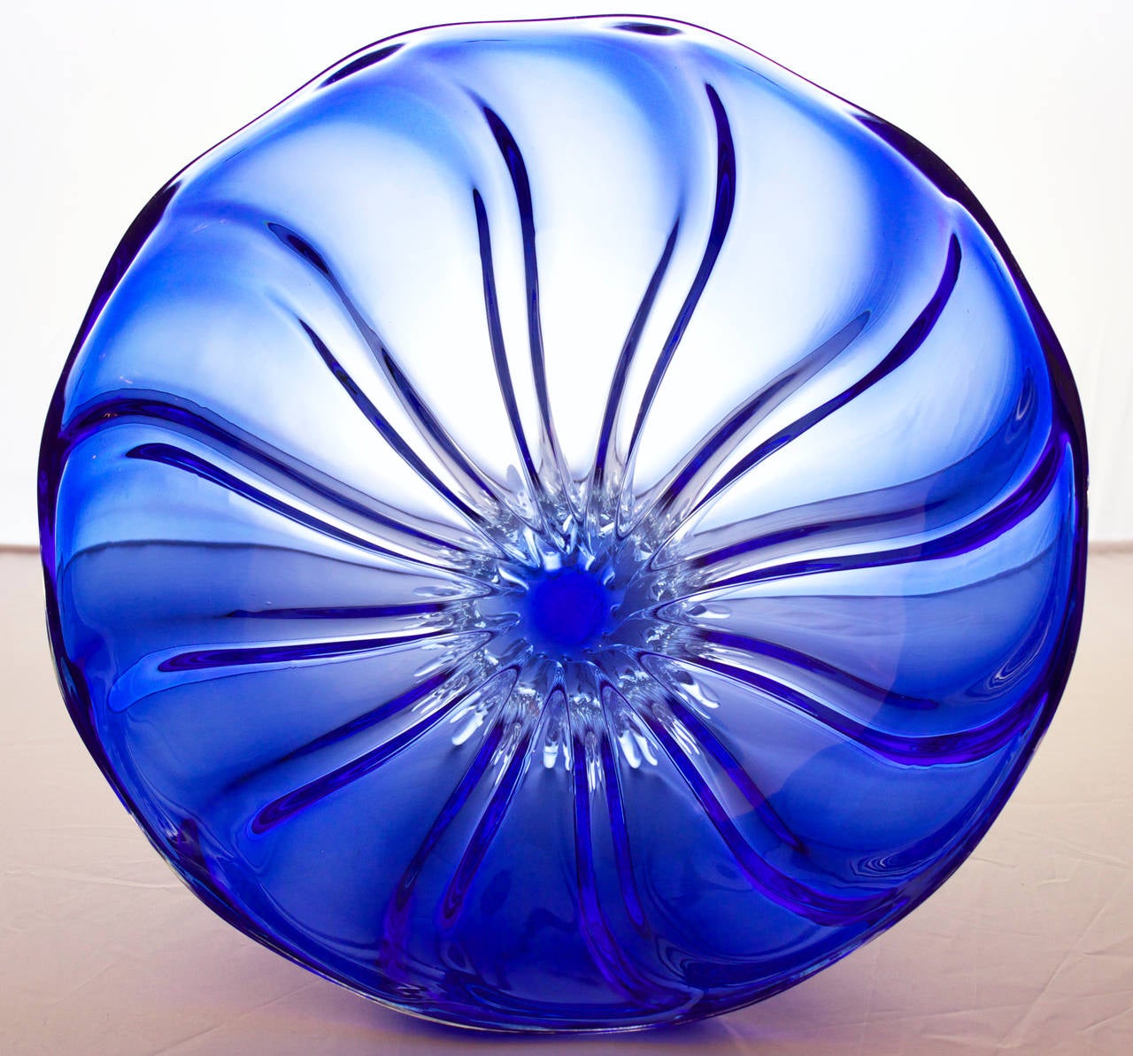 Large Crystal Blue Bowl at 1stDibs