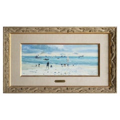 Plage au Havre, Oil on Canvas by Gaston Sebire For Sale at 1stDibs