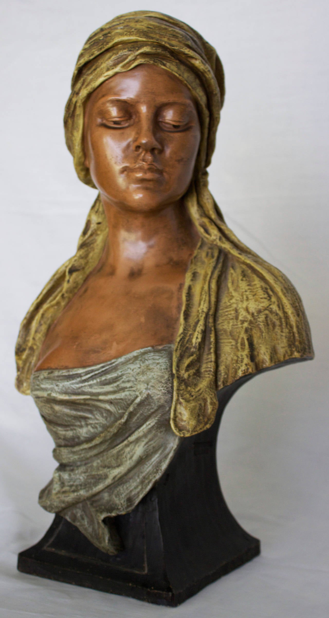 19th Century Goldscheider Terracotta Bust of a Young Asian Woman at 1stDibs