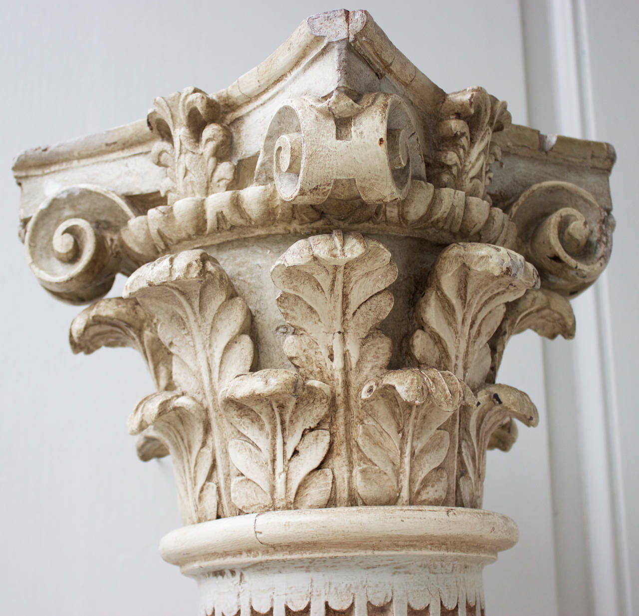 18th Century French Painted Fluted Column with Corinthian Capital at ...