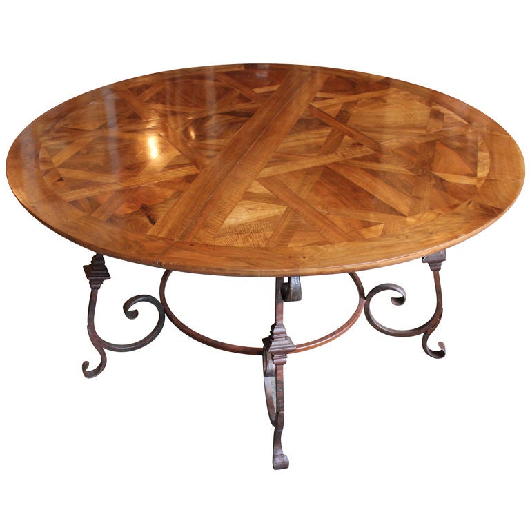 Parquet Top Round Dining Table For Sale at 1stDibs | parquet top dining ...