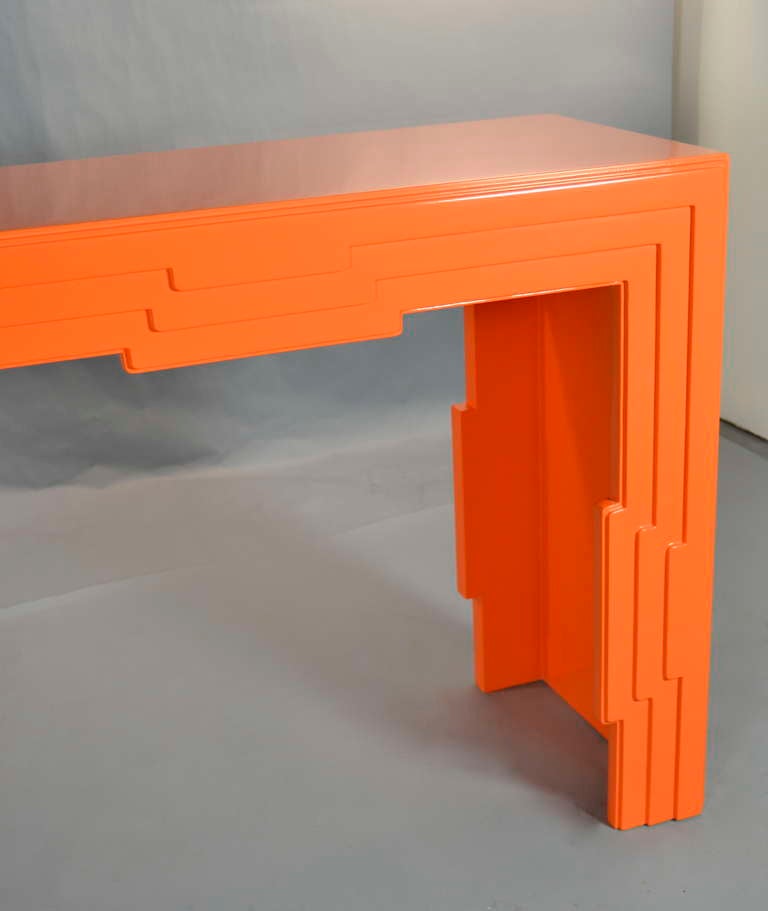 "Hermes" Orange Lacquered Console at 1stDibs