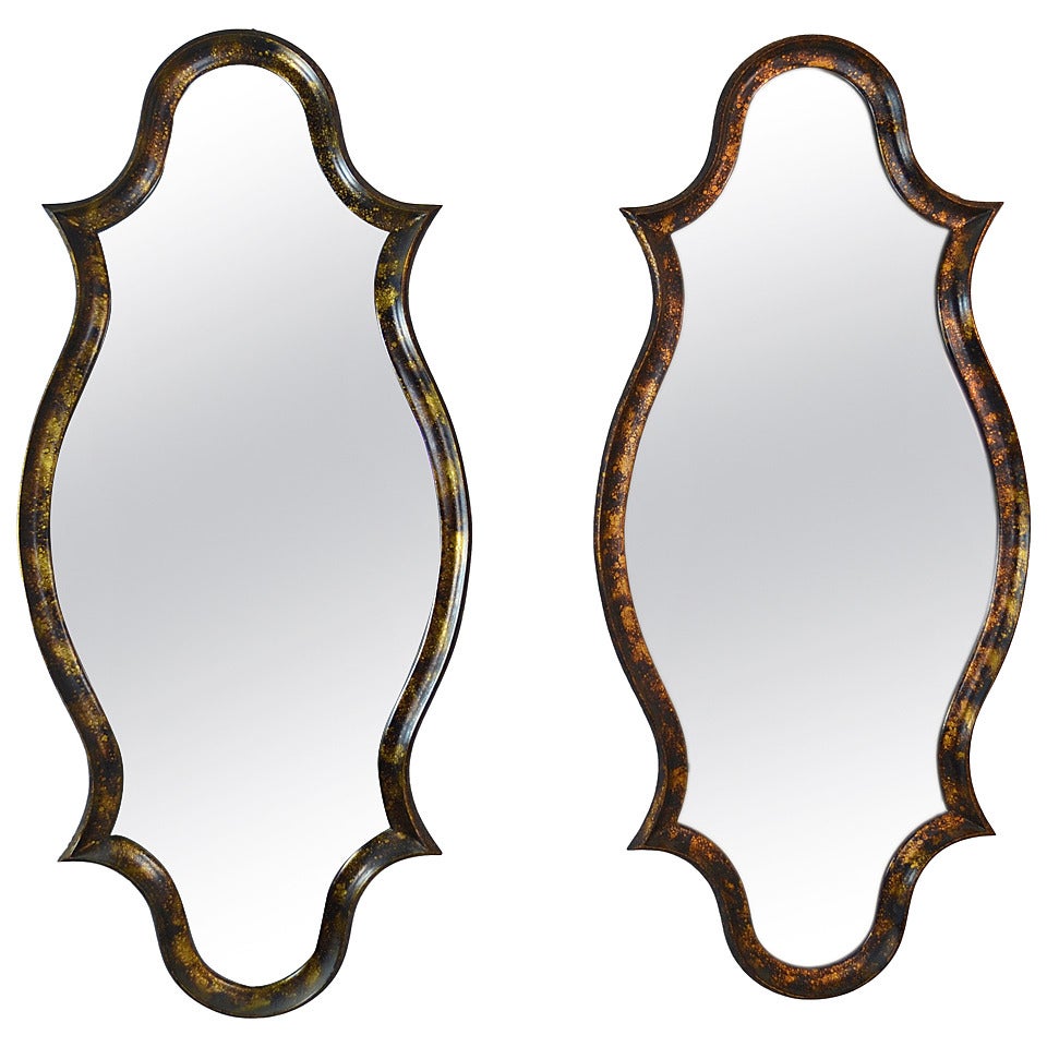 Pair of 1950s Scalloped Mirrors at 1stDibs