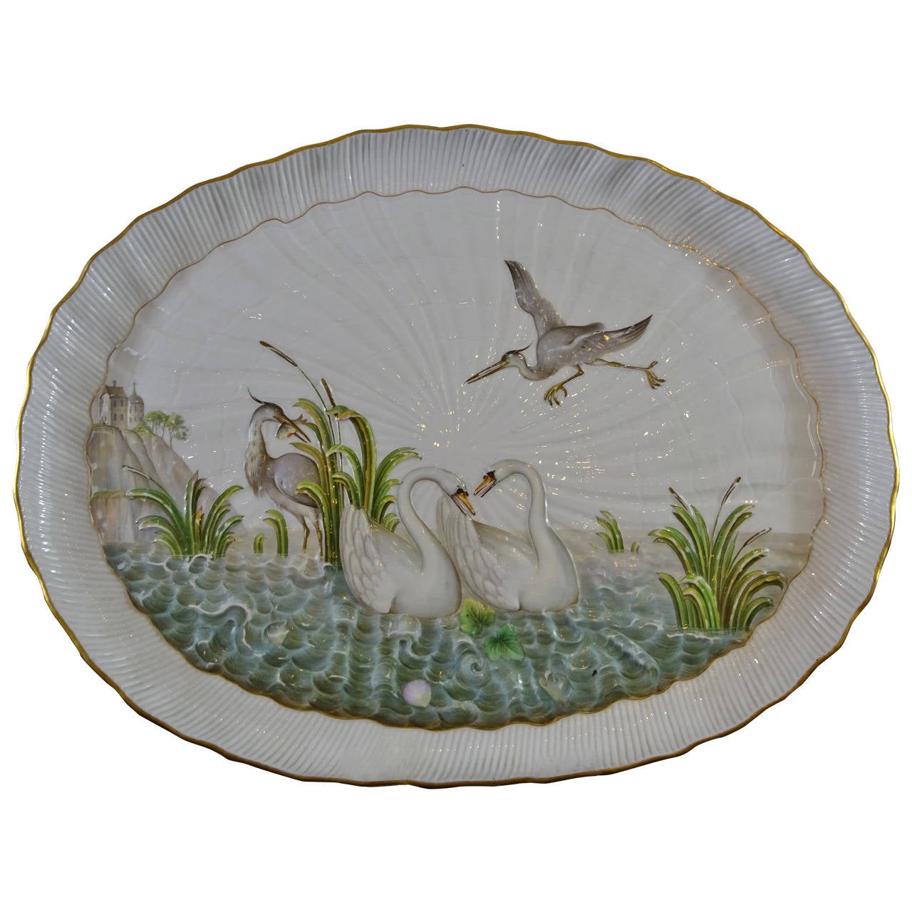 Large Meissen "Swan Service" Platter at 1stDibs