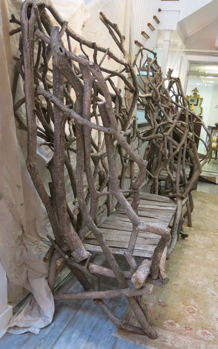 Vintage Rhododendron Twig Bench at 1stDibs