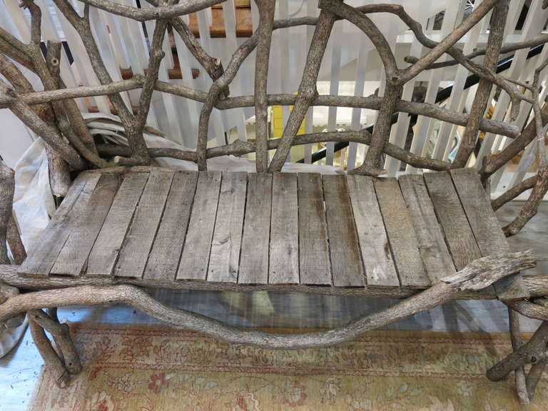 Vintage Rhododendron Twig Bench at 1stDibs