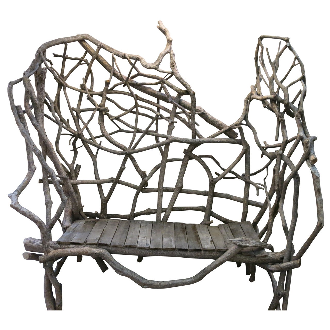 Vintage Rhododendron Twig Bench at 1stDibs