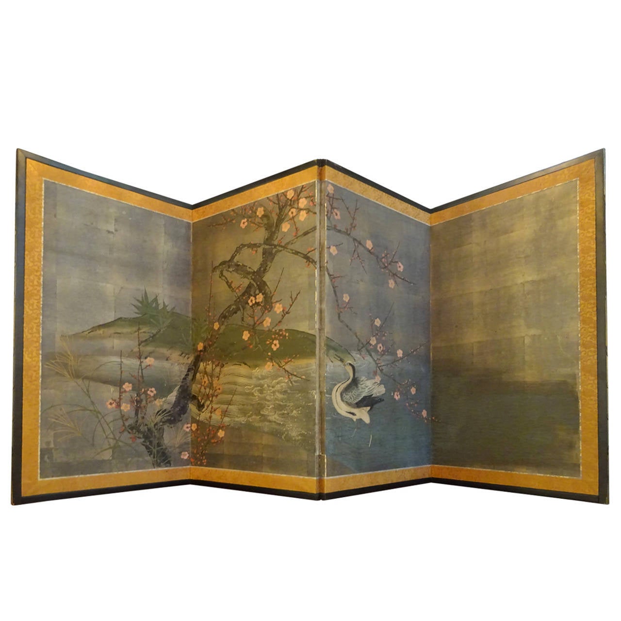 Vintage Japanese Four-Panel Screen at 1stDibs